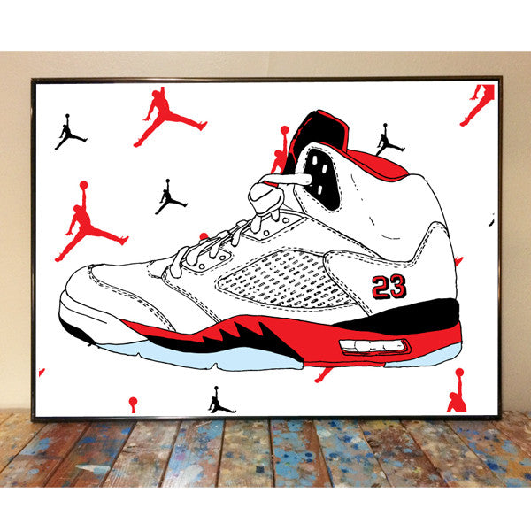 how to draw jordan 5 step by step